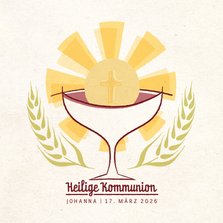 Menükarte zur Kommunion Kelch und Hostie | Send a Smile