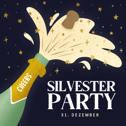 Einladung Silvesterparty Sektflasche | Send a Smile