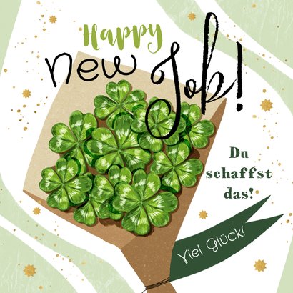 Glückwunschkarte neuer Job Kleeblätter | Send a Smile
