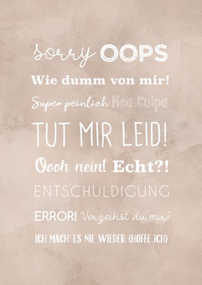 Grußkarte Entschuldigung Wort-Collage | Send a Smile