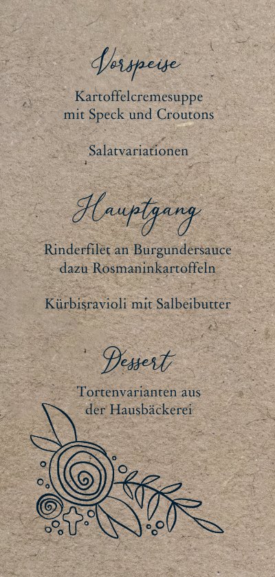 Menü zur Taufe Rosen und Lettering | Send a Smile