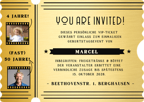 Geburtstagseinladung Ticket original | Send a Smile