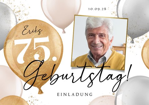 Einladungskarte 75. Geburtstag Foto und | Send a Smile