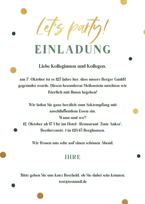 Einladung Firmenjubiläum mit Foto | Send a Smile