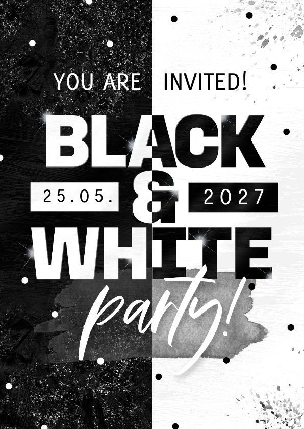 Einladung Mottoparty Black& White | Send a Smile