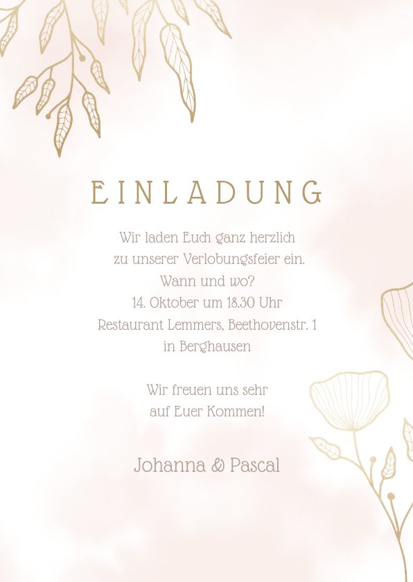 Einladung Verlobungsfeier Aquarell& elegante | Send a Smile