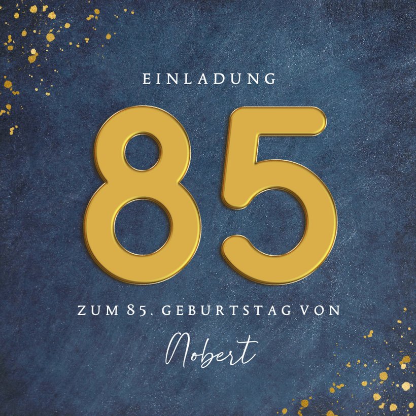 Einladung zum 85. Geburtstag große Zahl | Send a Smile