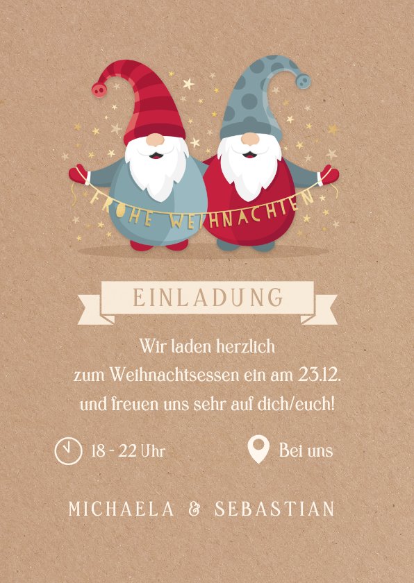 Einladung zum Weihnachtsessen lustige Wichtel | Send a Smile