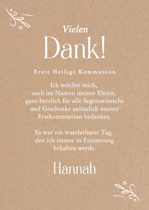 Danksagung Danke Spruch Kommunion
