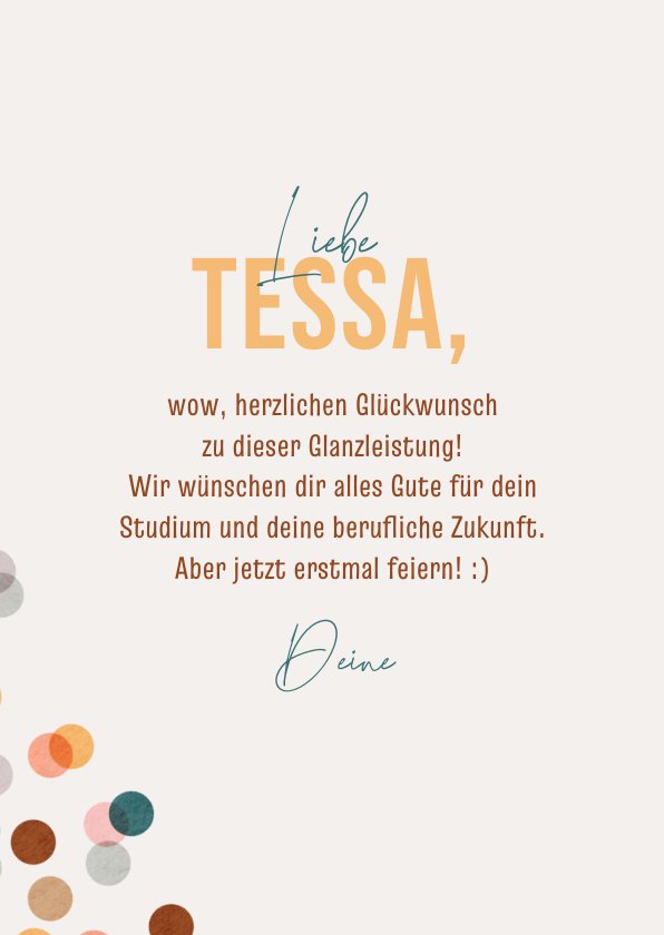 Fotokarte mit Konfetti Abitur bestanden | Send a Smile