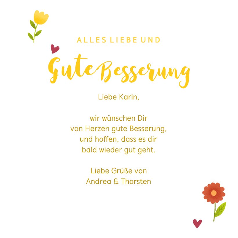 Fröhliche Karte Gute Besserung mit Blumen | Send a Smile