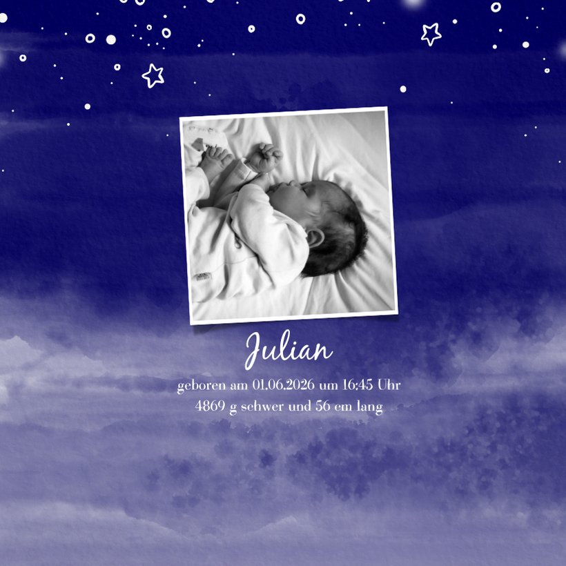 Geburtskarte Fotos Sternenhimmel | Send a Smile