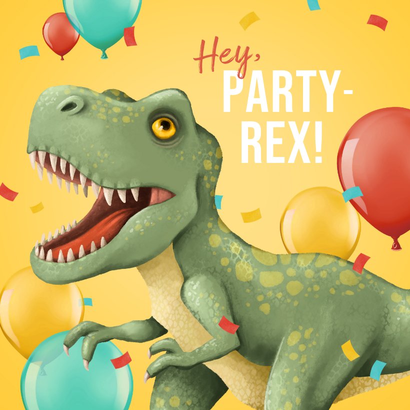 Geburtstagskarte Party-Rex | Send a Smile