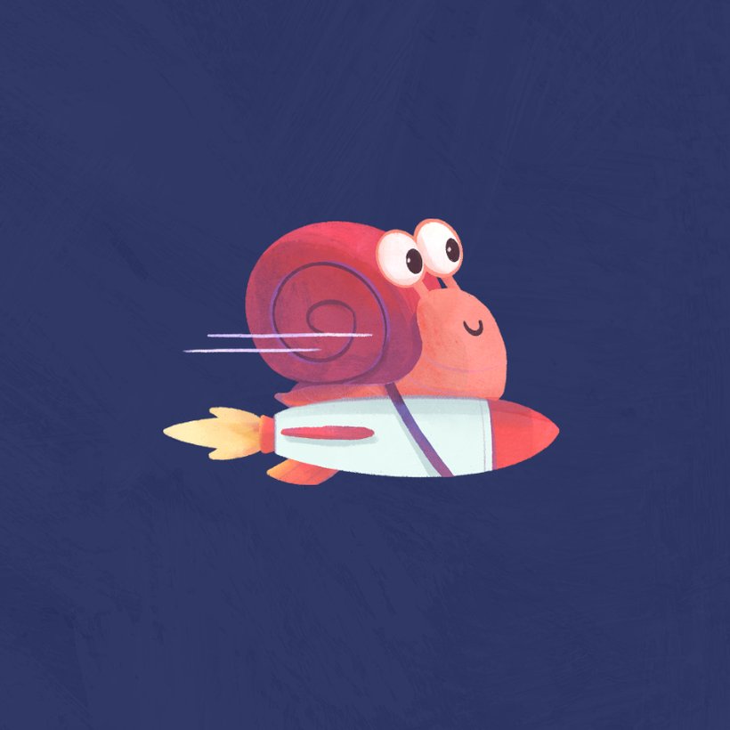 Geburtstagskarte Schnecke Rakete'Zu Spät | Send a Smile