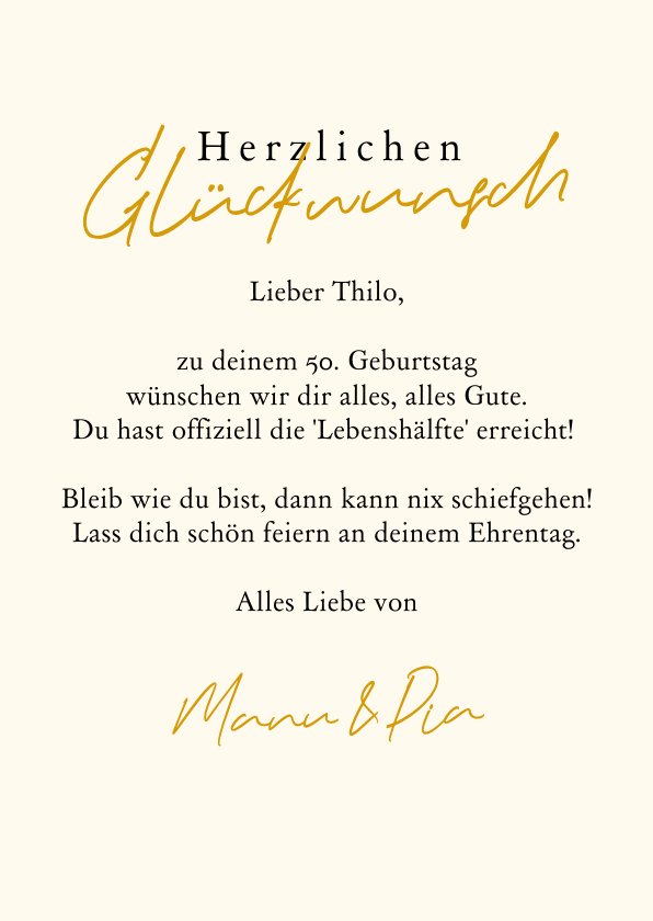 Gelbe Geburtstagskarte Luftballon'50 | Send a Smile