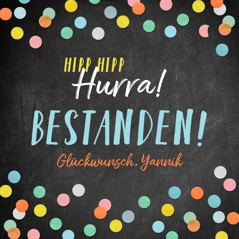 Glückwunschkarte Kreidelook mit Konfetti | Send a Smile