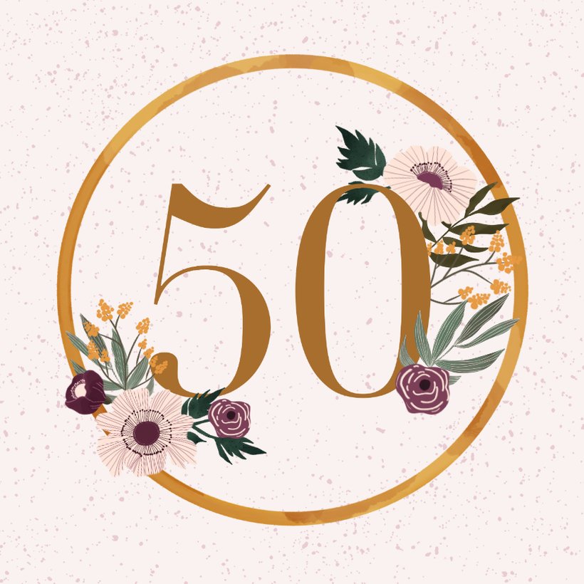 Goldene Hochzeit Glückwunschkarte mit Blumen | Send a Smile