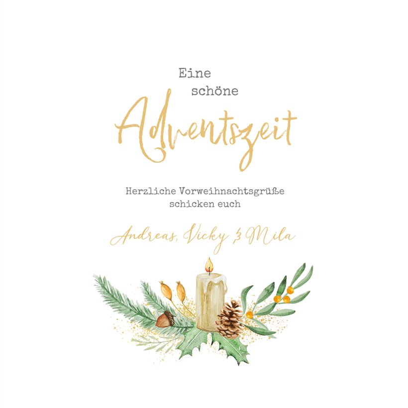Grußkarte Advent Adventskranz natürlich | Send a Smile