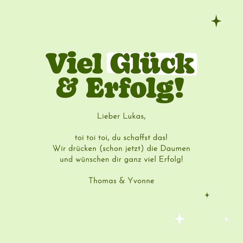 Grußkarte Glück und Erfolg wünschen | Send a Smile