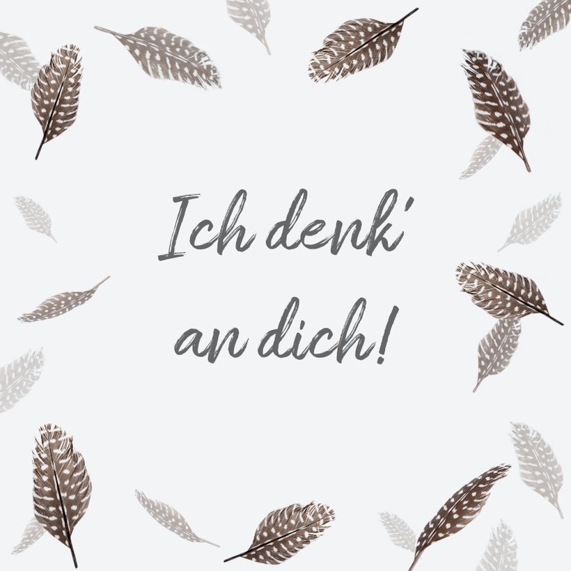 Grußkarte'Ich denk an dich' mit Federn | Send a Smile