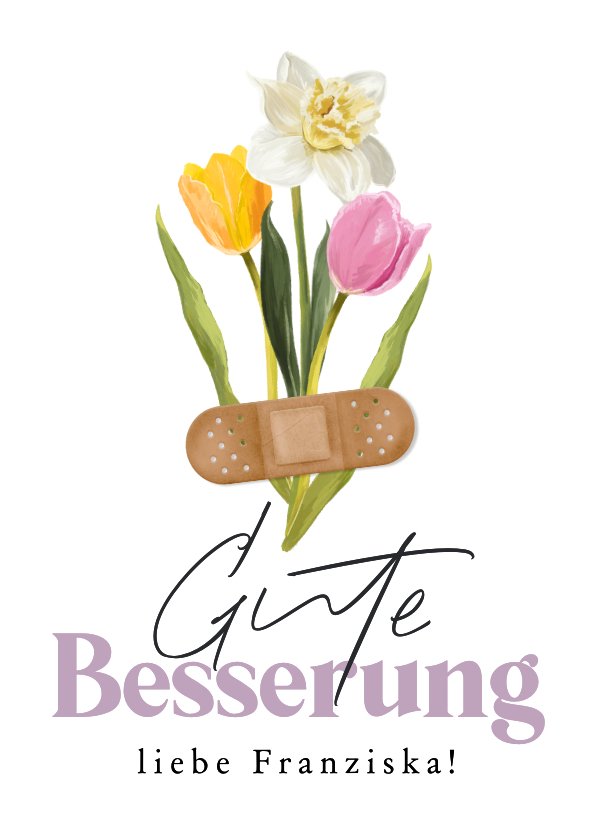 Gute Besserungskarte Pflaster Frühlingsblumen | Send a Smile