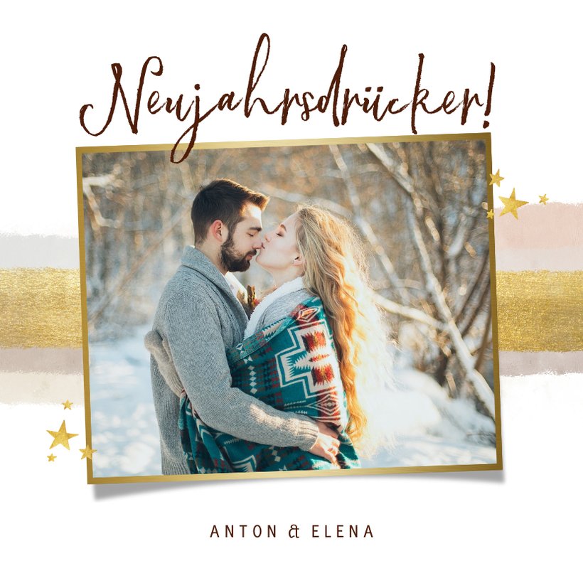 Neujahrsgrüße im Aquarell- und Goldlook mit | Send a Smile