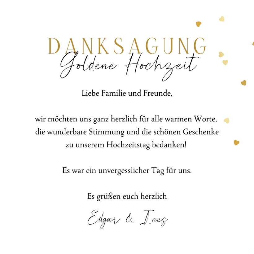 Originelle Danksagung Goldene Hochzeit | Send a Smile