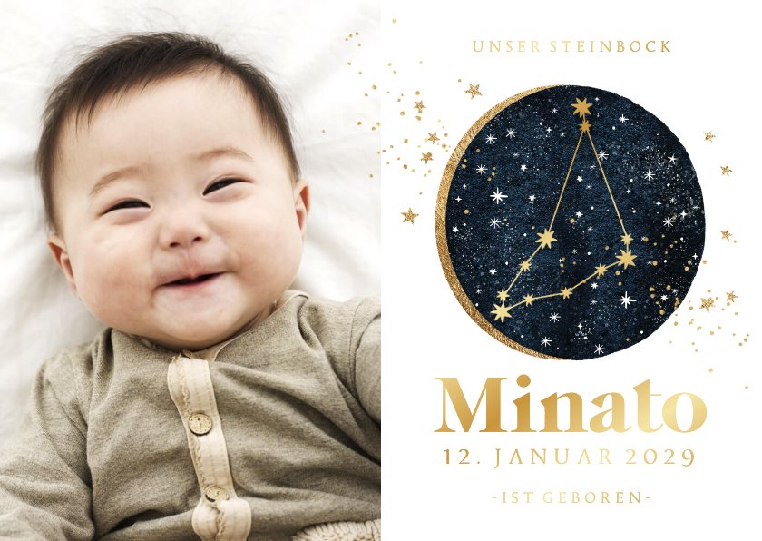 Foto-Geburtskarte Sternzeichen Steinbock | Send a Smile