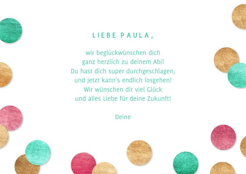 Glückwunschkarte Abitur 2025 Konfetti | Send a Smile