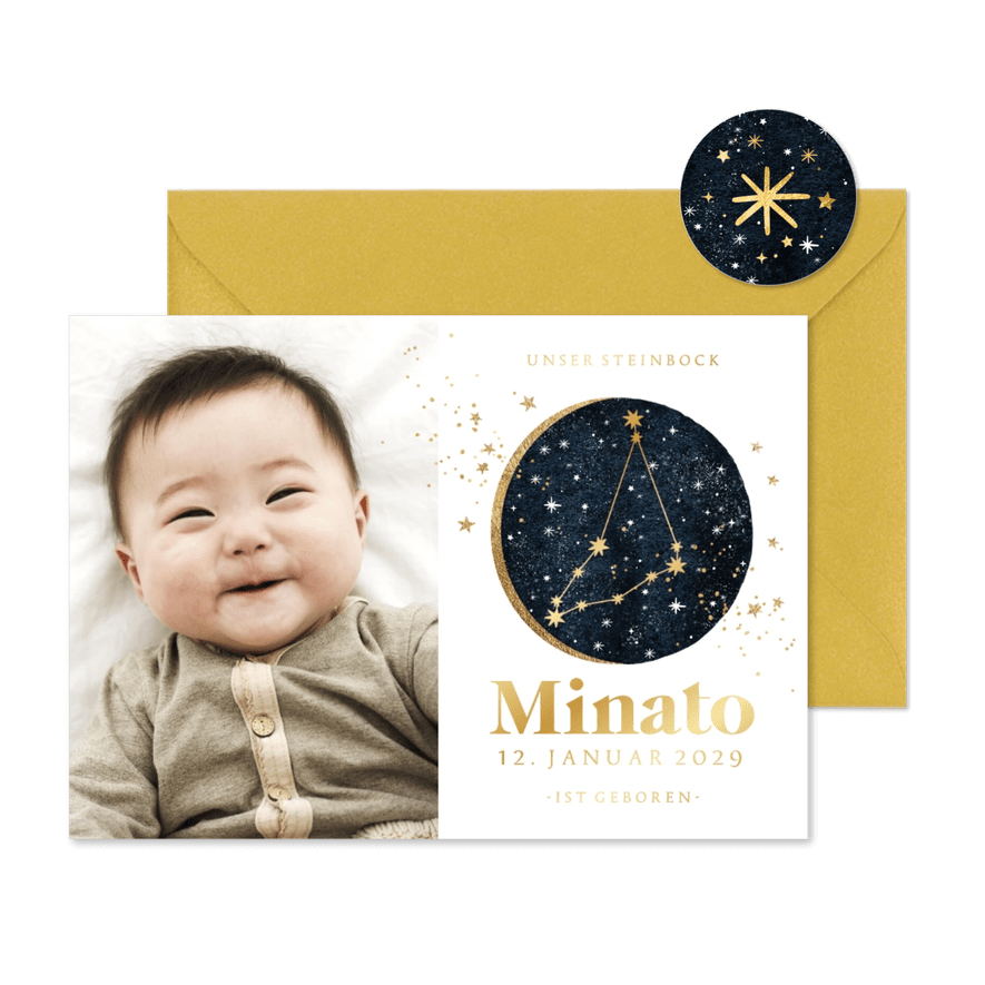 Foto-Geburtskarte Sternzeichen Steinbock | Send a Smile